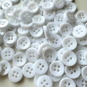 White Round Buttons Set - 12mm Sewing Buttons - Bulk Button Lot for ...