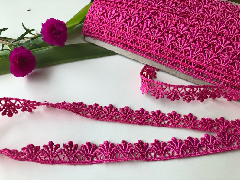 Hot Pink Lace Fuchsia Trim Cotton Lace Trim 1.5 cm wide | Etsy