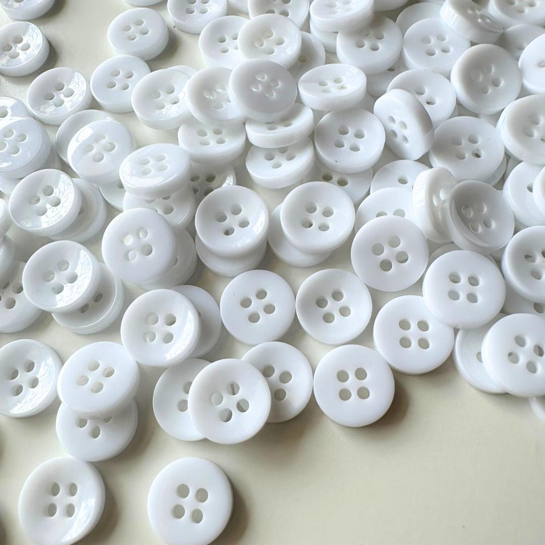 White Round Buttons Set - 12mm Sewing Buttons - Bulk Button Lot for ...