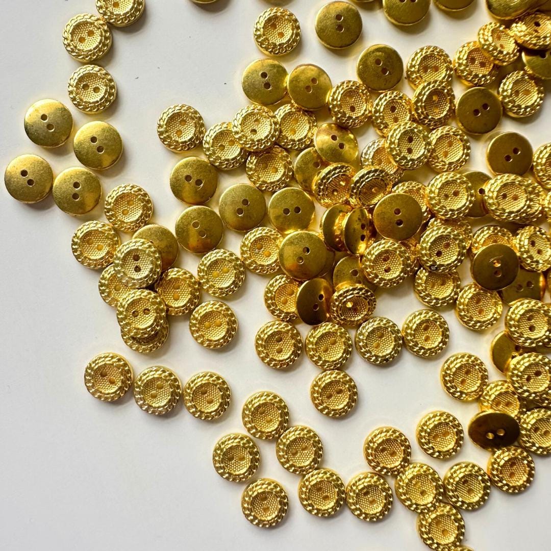 Golden Round Buttons Set 10mm Sewing Buttons - Bulk Button for Crafting ...