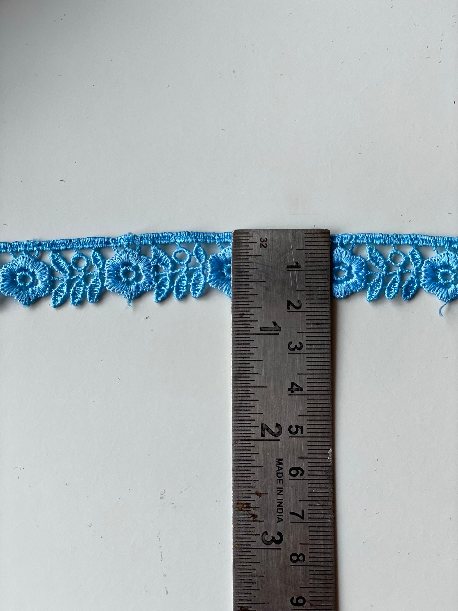 Cotton Floral Lace Trim, Blue Cut Work Trim, Thread Embroidered Lace ...