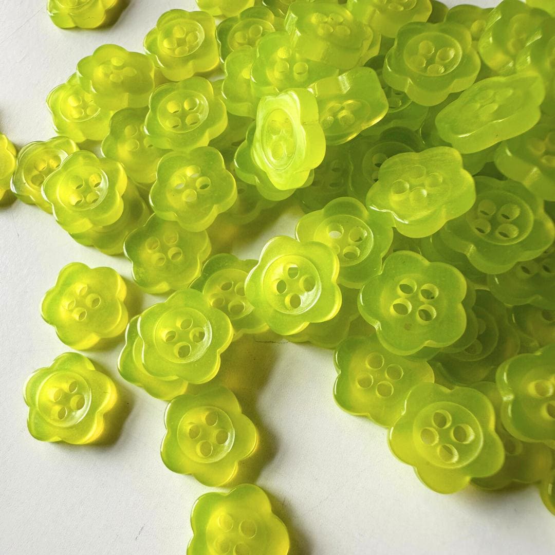 Lime Green Flower Buttons Set 12mm Sewing Buttons - Bulk Button for ...