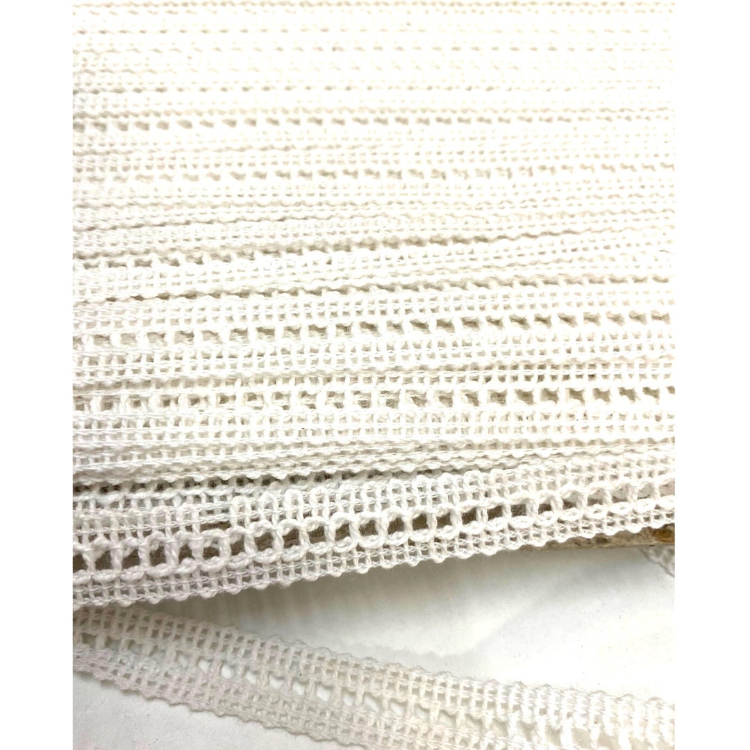 White Ladder Trim, Cotton Crochet Lace Trim, Cluny Trim, Dyeable, 10 Mm ...
