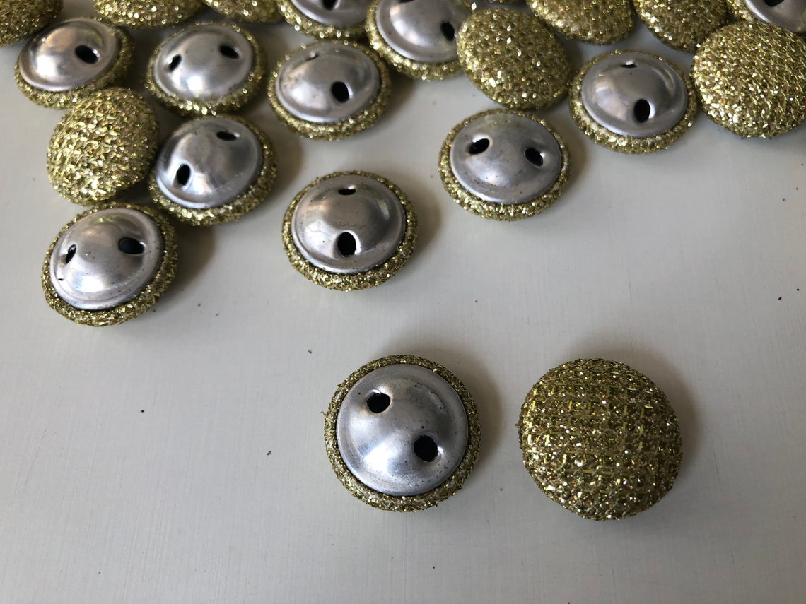 Fabric covered buttons Golden Buttons 2 hole Glitter Lurex | Etsy