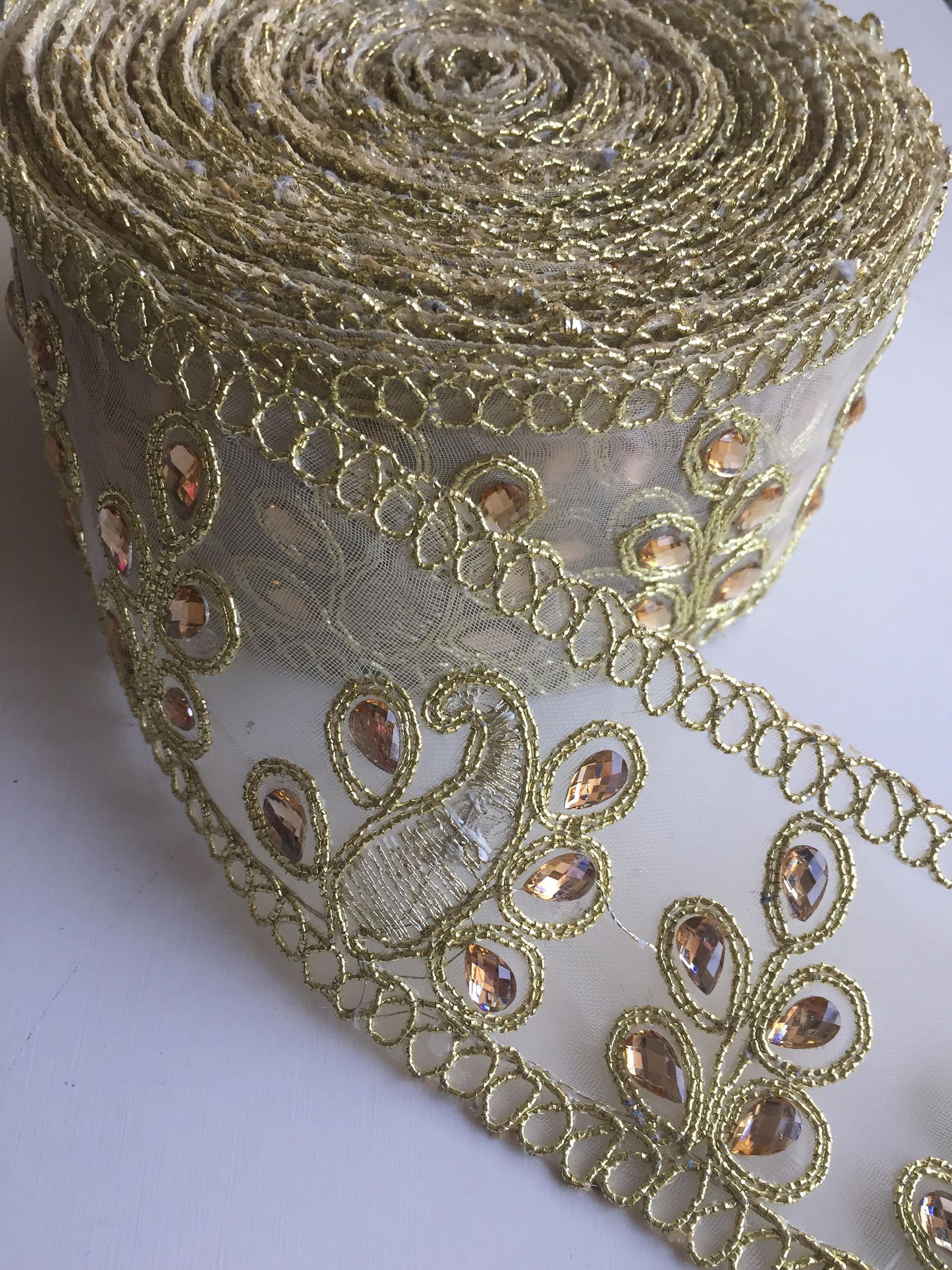 Embellished Lace Trim, Lace by the Yard, 2 Inch Lace Trim, 5 Cm Lace ...