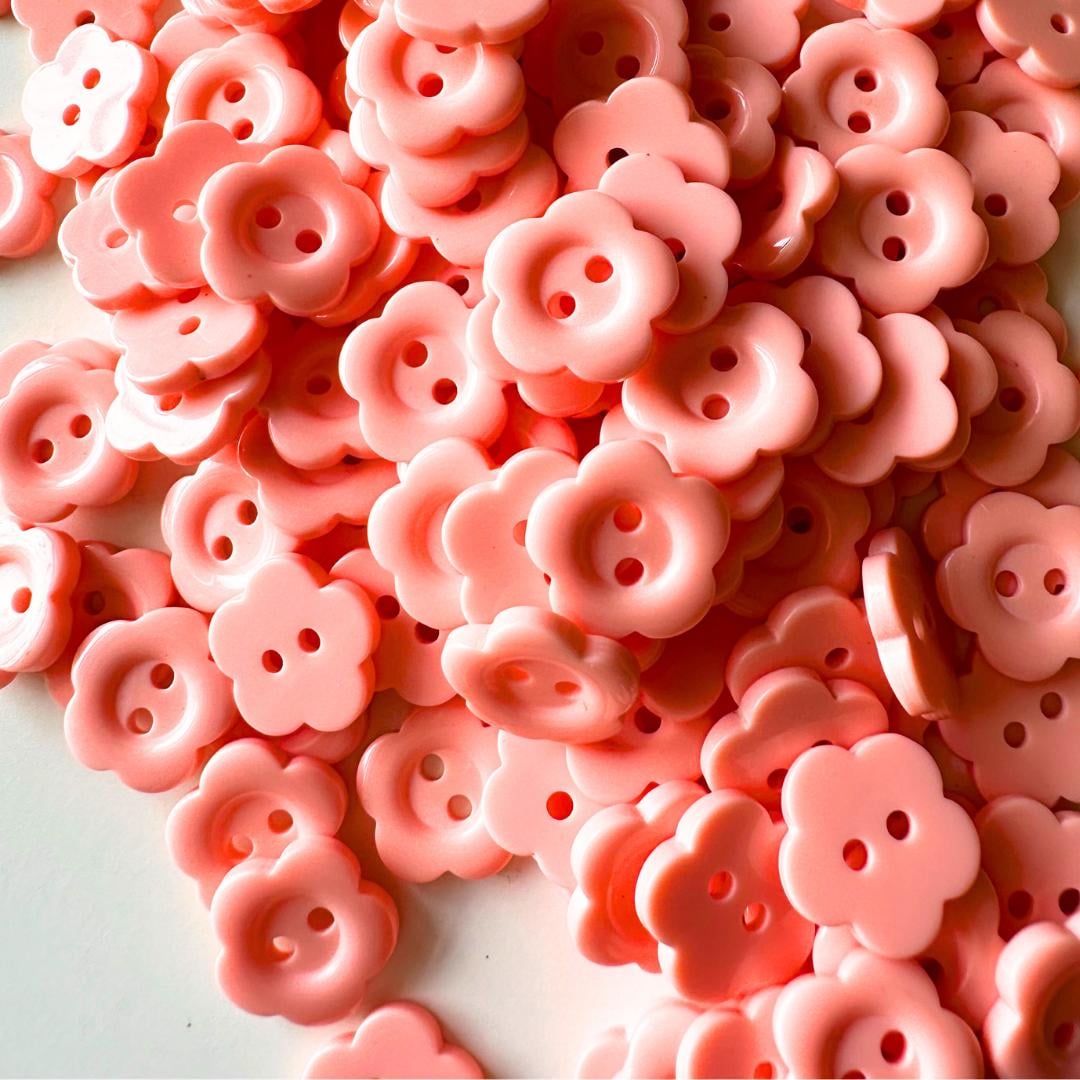 Peach Flower Buttons Set 15mm Sewing Buttons - Bulk Button for Crafting ...