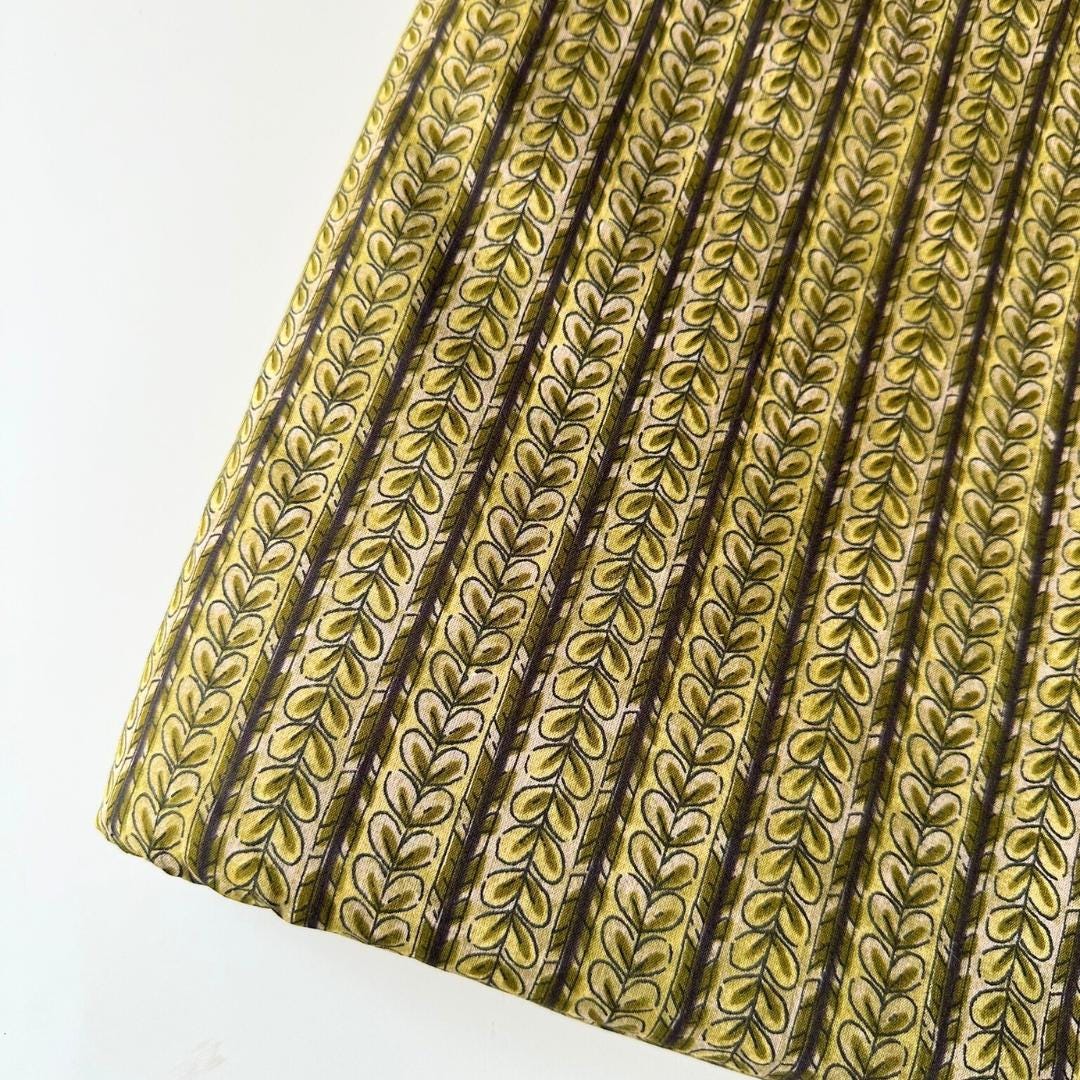 Olive Green Leafy Block Print, Indian Block Printed Cotton Fabric, by ...