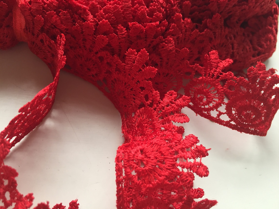 Red Cotton Trim Lace by the Yard Red Lace decorative Lace - Etsy India