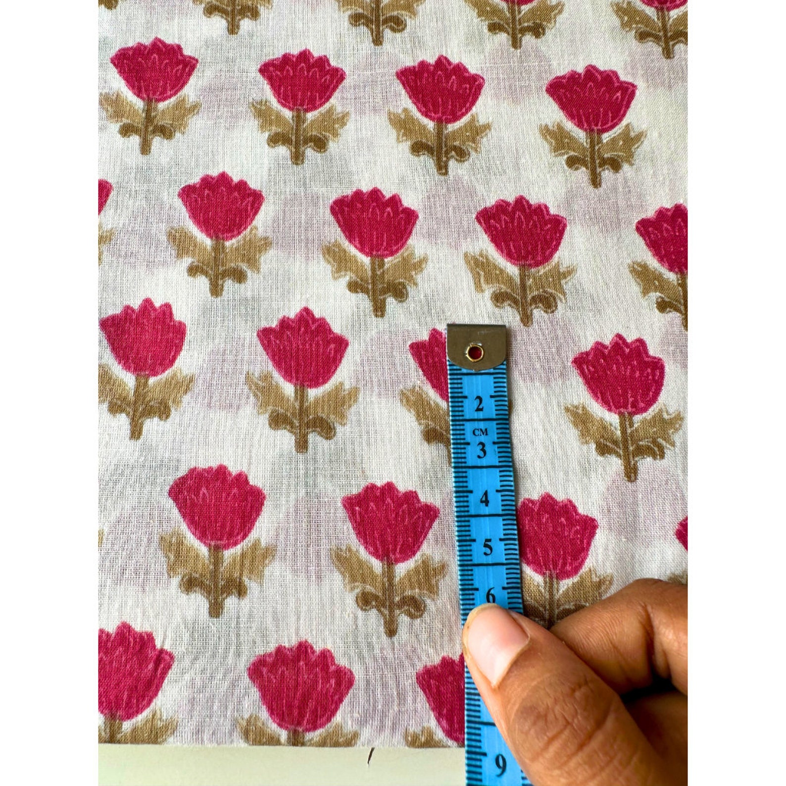 Red Buti Hand Block Printed Fabric, Printed Indian Cotton Voile, by the ...