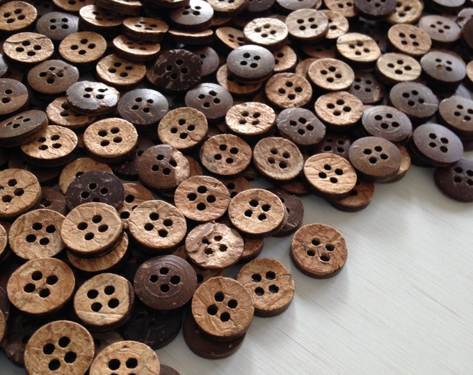 Coconut Shell Buttons, Wooden Buttons, Natural Buttons, 12mm Buttons ...