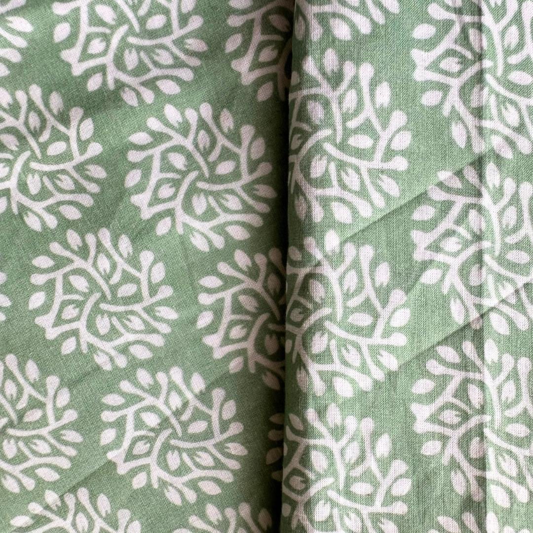 Green White Buti Print Cotton Fabric, Indian Floral Textile, Quilting ...