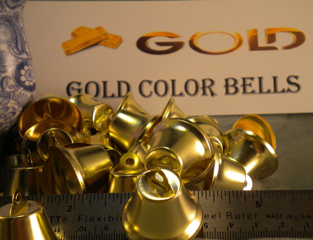 25 Bells for Crafting, 35mmx38mm LARGE GOLD BELLS Wedding Bells ...