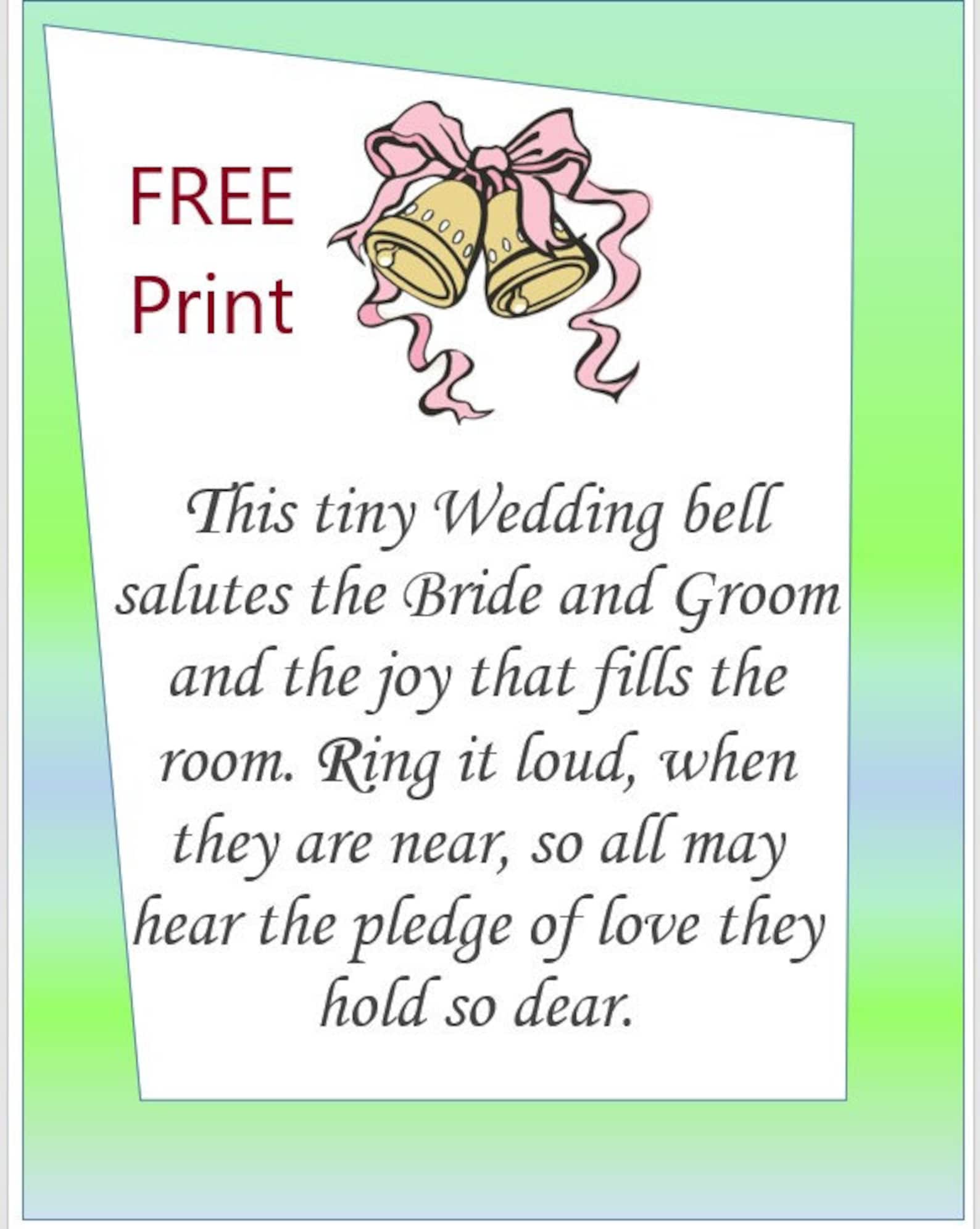 100 Bell Wedding Favors With Bows and Poem Card Kissing - Etsy