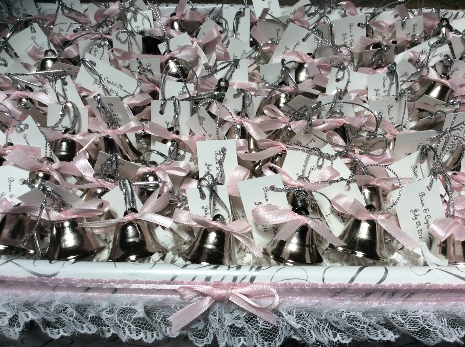 100 Bells With White Ribbon and Poem Tag Fully Customizable in | Etsy