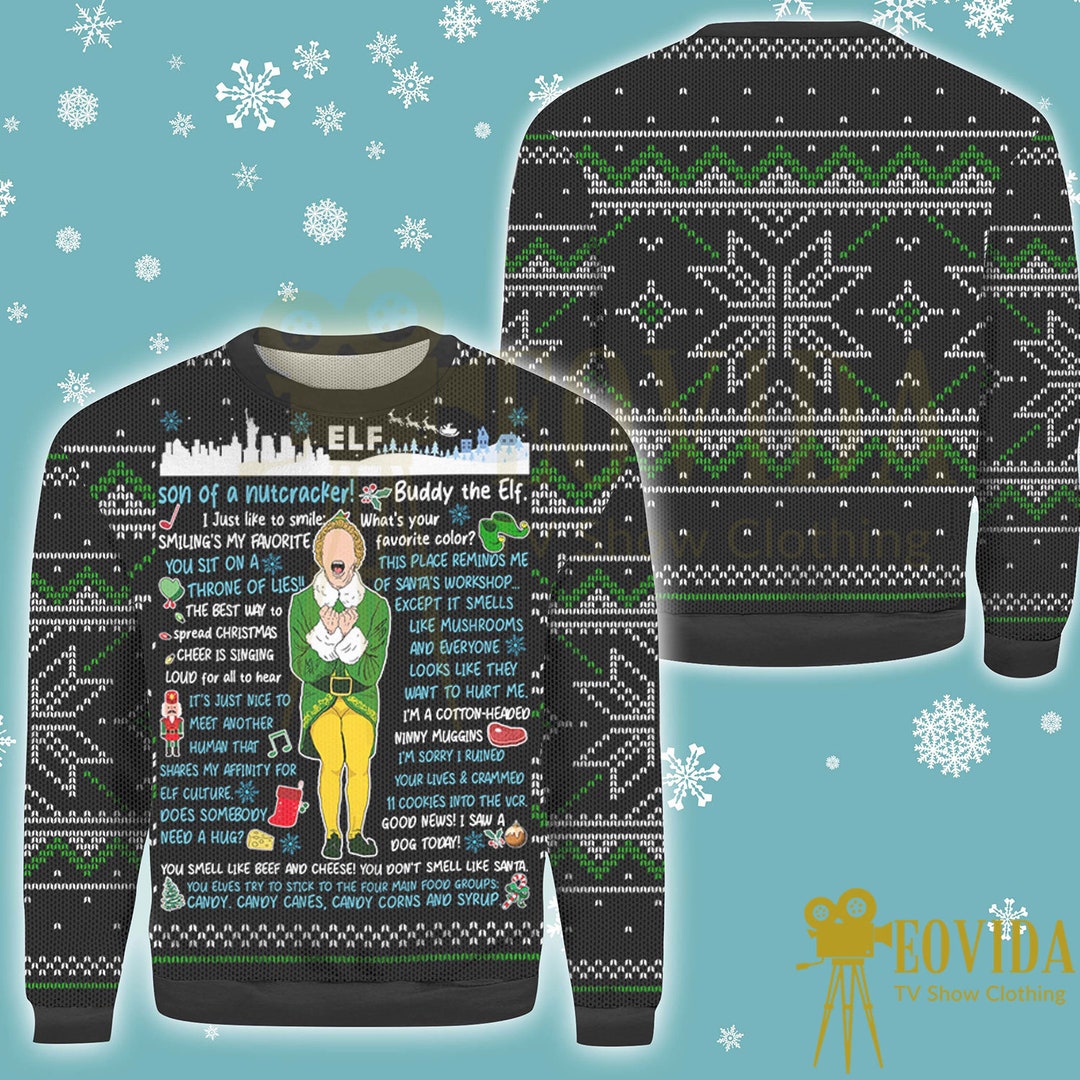 Elf Ugly Christmas Sweater Elf Rotten Tomatoes Santa I Know - Etsy
