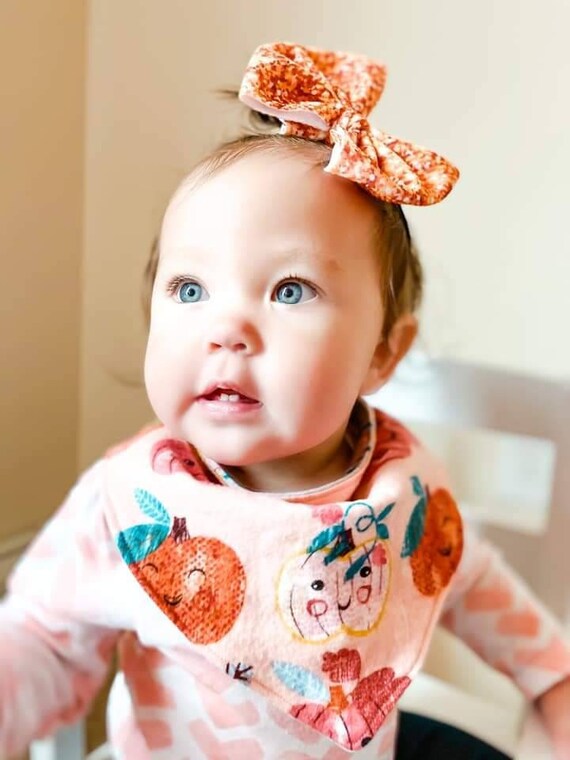 Girly Pumpkin Reversible Drool Bib | Etsy