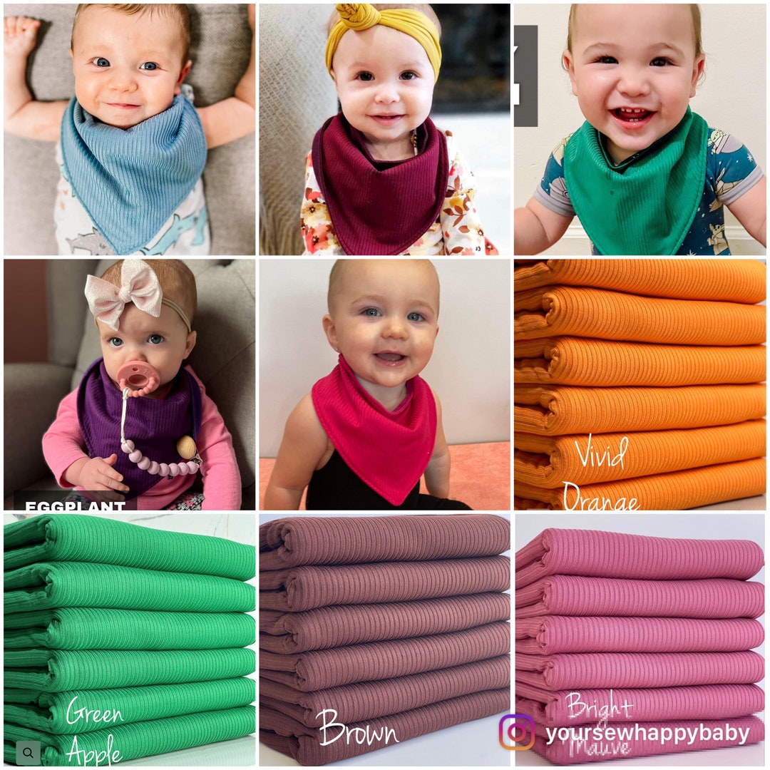 Solid Ribbed Knit Bibs, Colorful Ribbed Knit Reversible Baby Bib, New ...