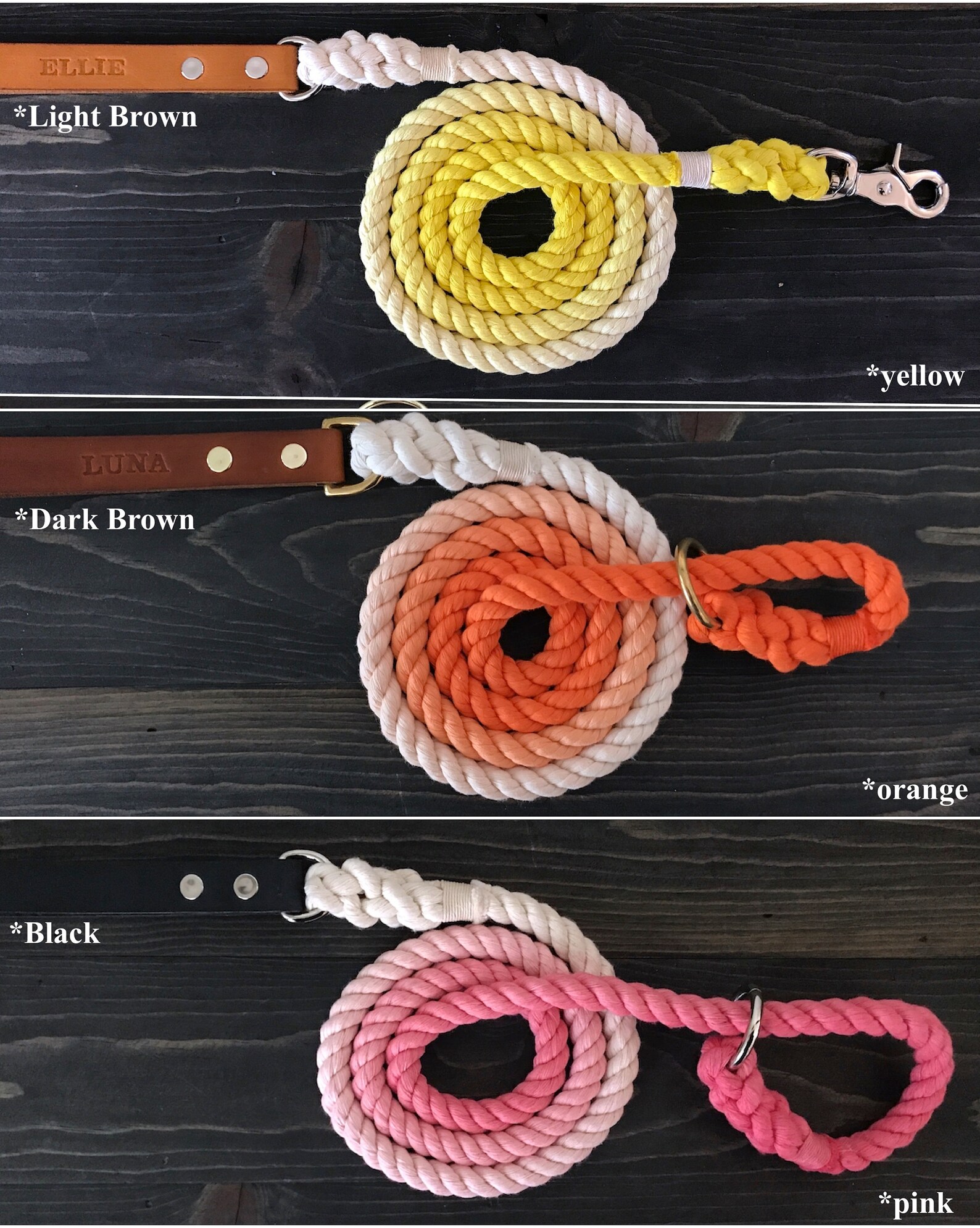 Ombre Slip Leash With Leather Handle Ombre Dog Leash With - Etsy