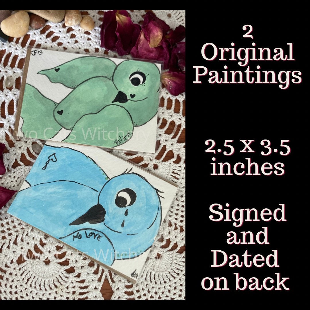 Cute Bird Paintings Mini Bird Painting Bird Wall Art - Etsy