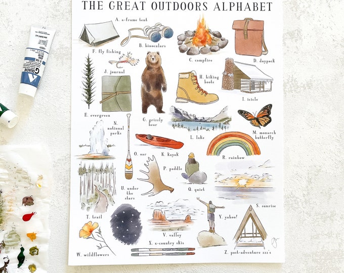 The Great Outdoors ABC Print - Etsy
