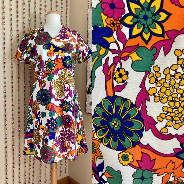 60s Floral Dress - Etsy