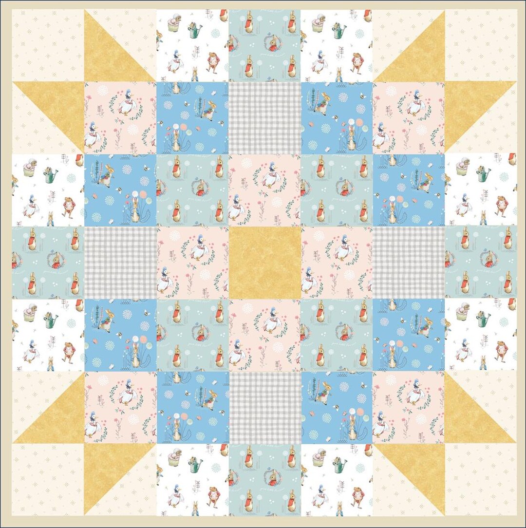 Baby Quilt Kit - Peter Rabbit and Friends, Pre-cut Ready to Sew, Simple ...
