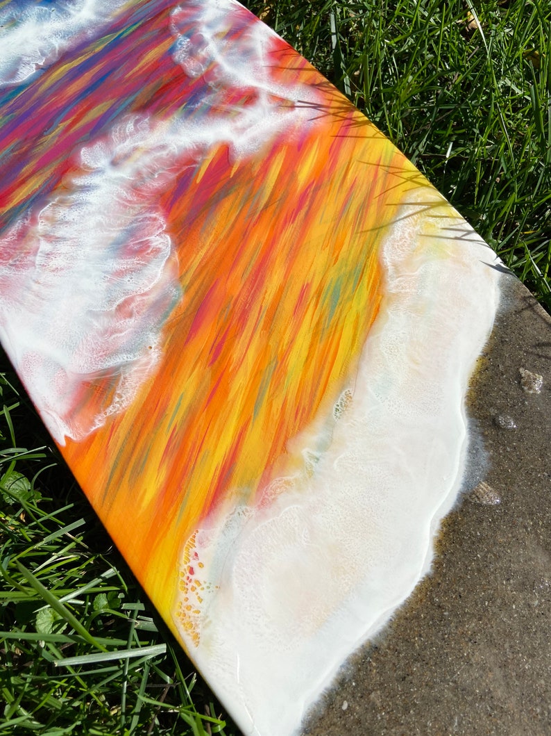 XL 3 Foot Surfboard Paint Colorful Sunset Beach Ocean Waves Inspired ...