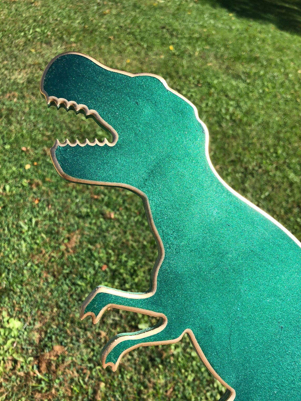 Tyrannosaurus T Rex Dinosaur Hand Painted Green Glittery Epoxy Resin ...