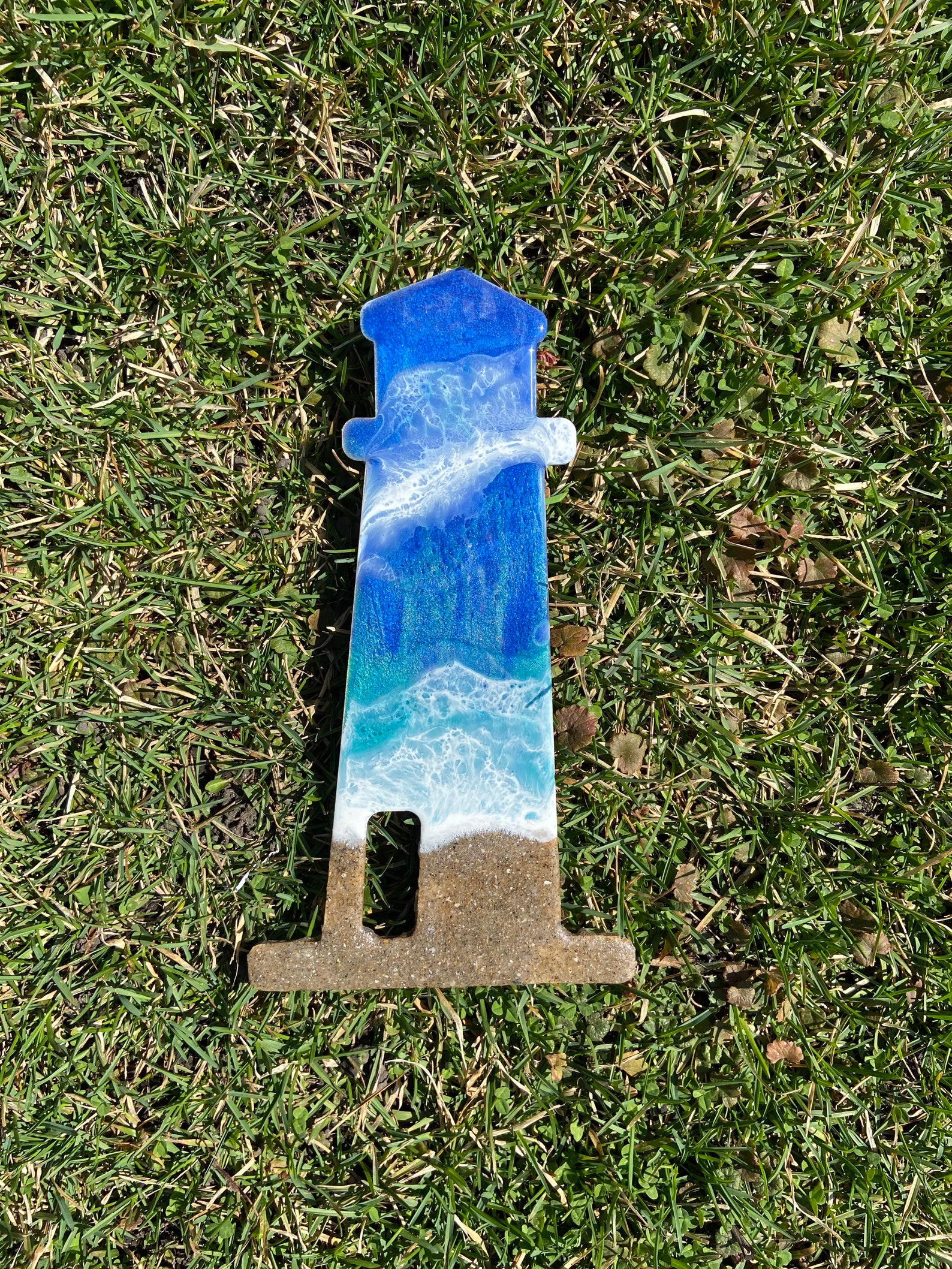 Lighthouse Ocean Waves Beach Inspired Blue Aqua White Epoxy | Etsy