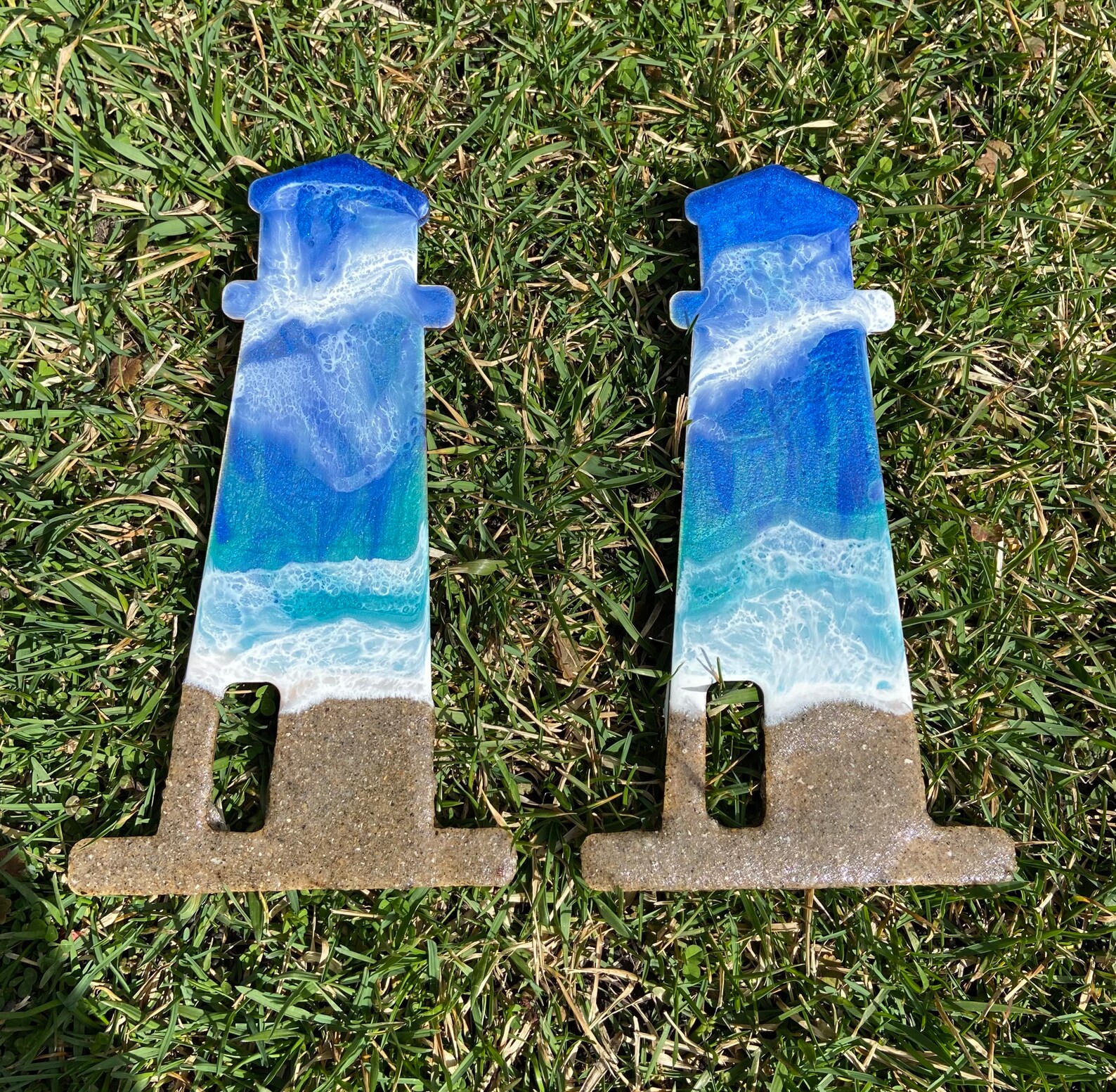 Lighthouse Ocean Waves Beach Inspired Blue Aqua White Epoxy - Etsy