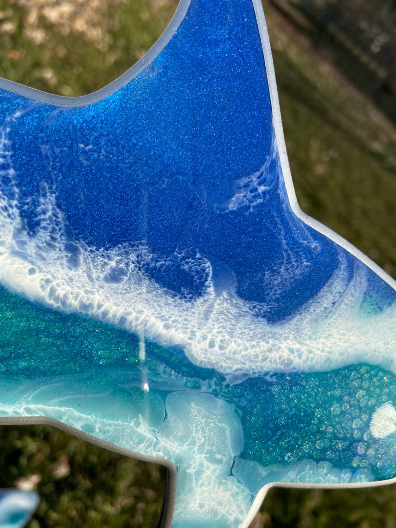 Shark Ocean Waves Beach Inspired Blue Aqua White Epoxy Resin - Etsy