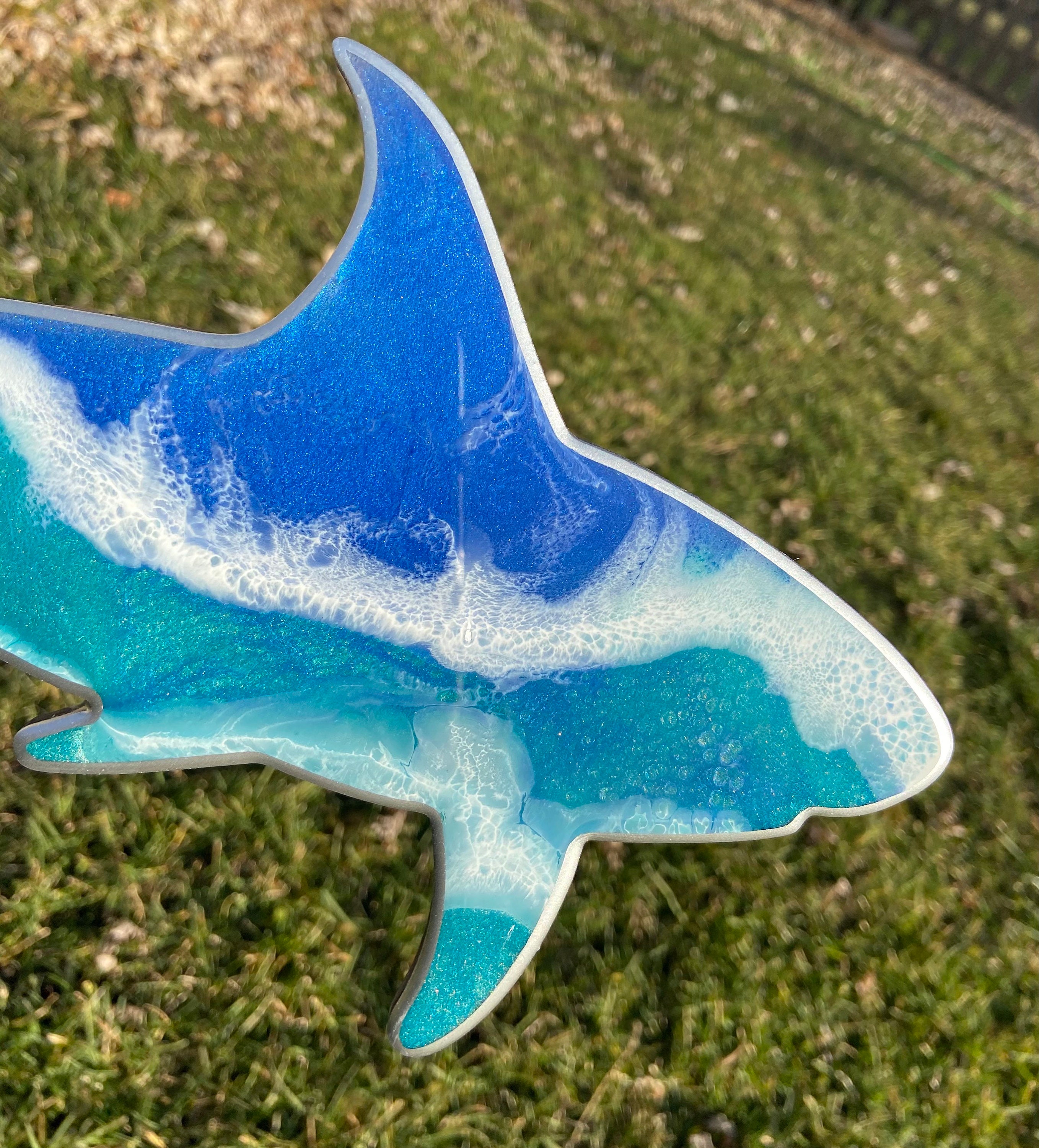 Shark Ocean Waves Beach Inspired Blue Aqua White Epoxy Resin | Etsy