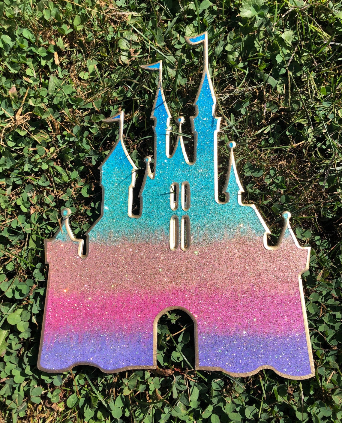 Princess Castle Hand Painted Rainbow Gold Glitter Epoxy Resin | Etsy