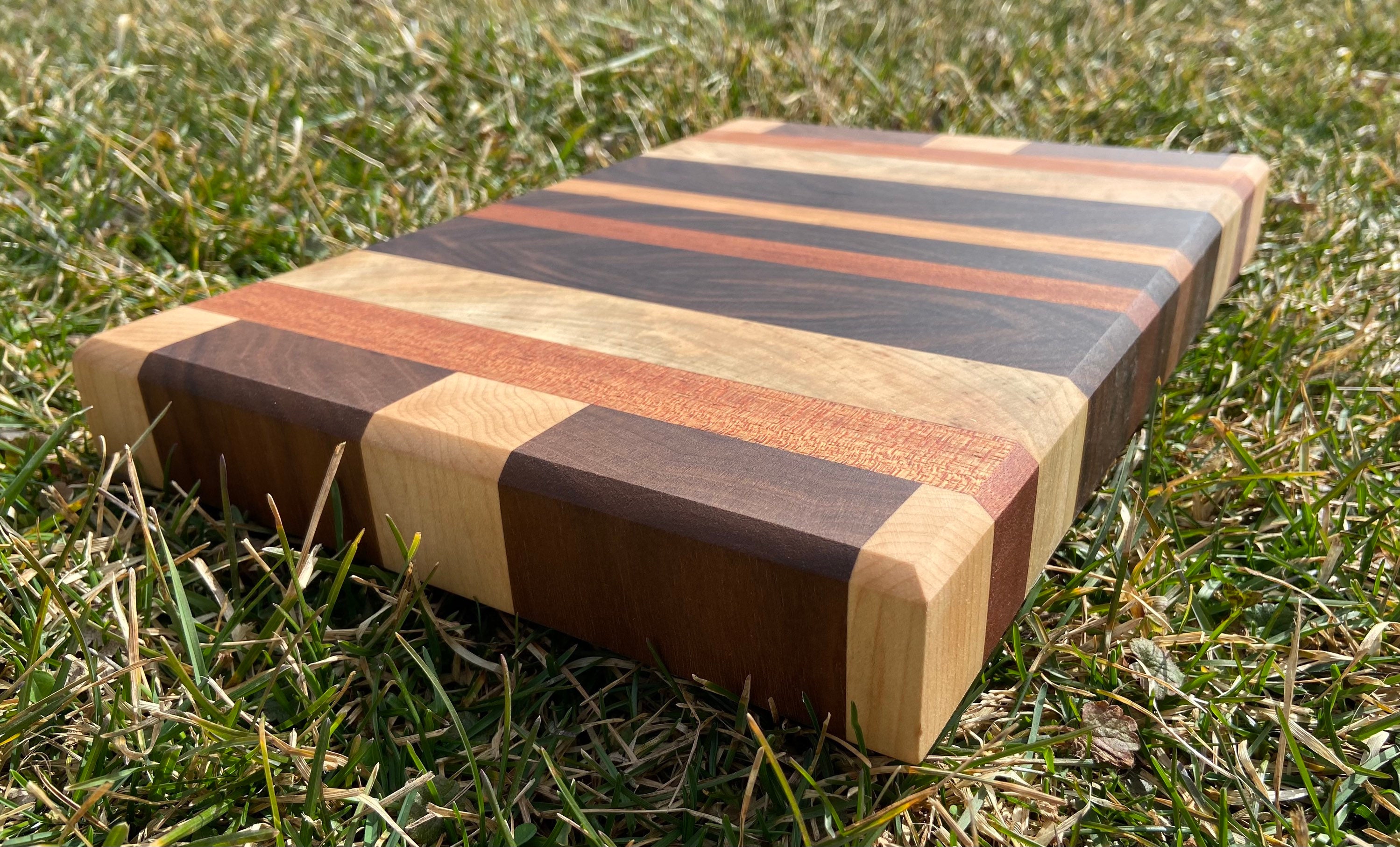 Medium Colorful Butcher Block Cutting Board Walnut Maple | Etsy