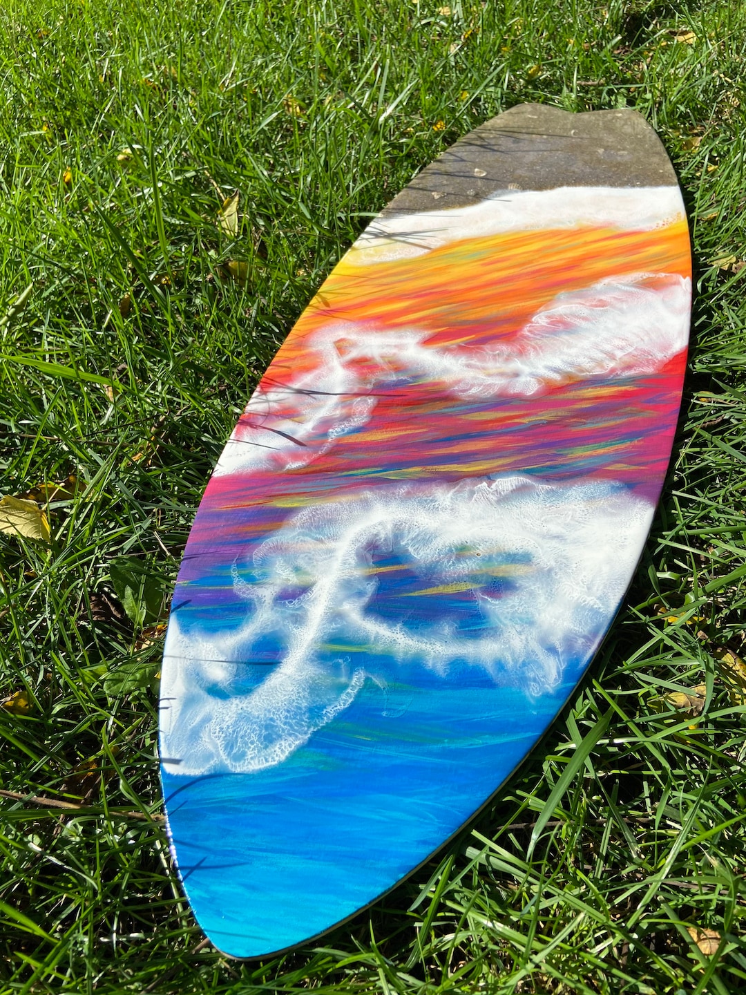 XL 3 Foot Surfboard Paint Colorful Sunset Beach Ocean Waves Inspired ...