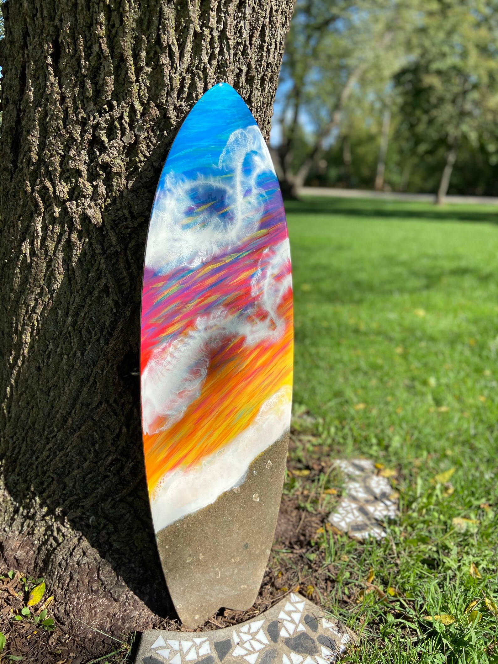 XL 3 Foot Surfboard Paint Colorful Sunset Beach Ocean Waves Inspired ...