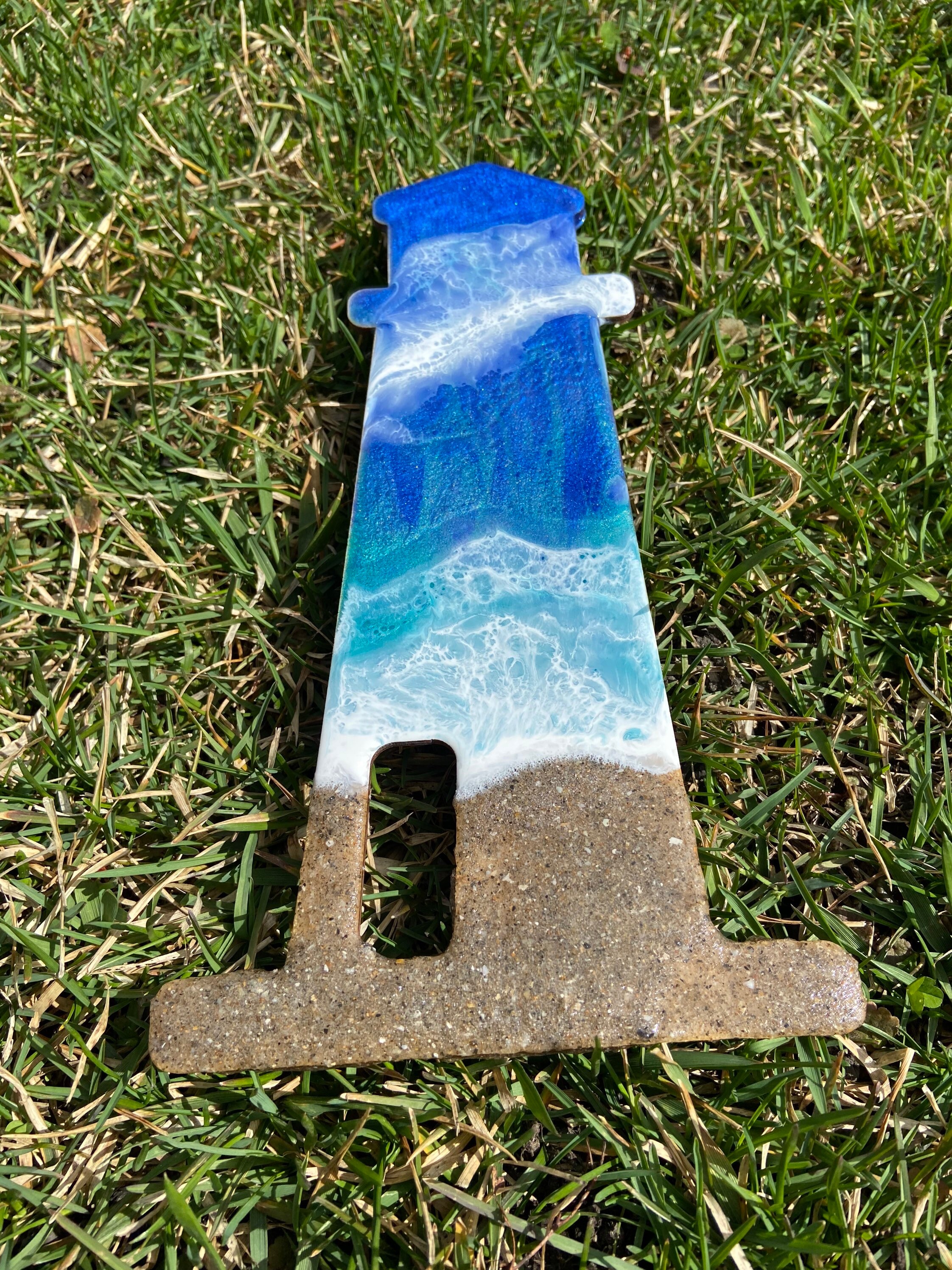 Lighthouse Ocean Waves Beach Inspired Blue Aqua White Epoxy | Etsy