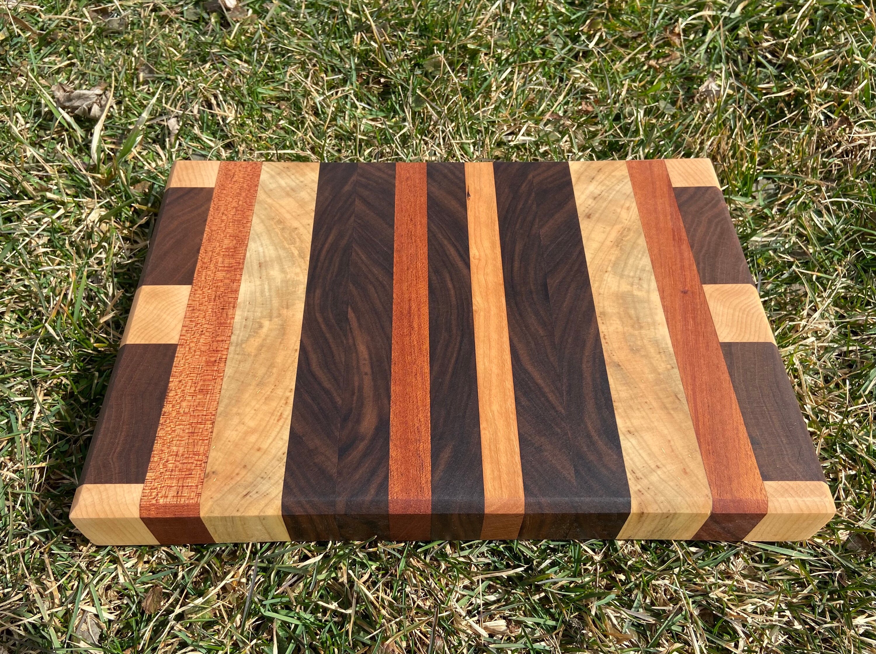 Medium Colorful Butcher Block Cutting Board Walnut Maple | Etsy