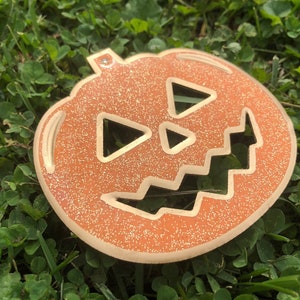 Halloween Special Mini Jack O Lantern Orange Gold Glitter Pumpkin Epoxy ...