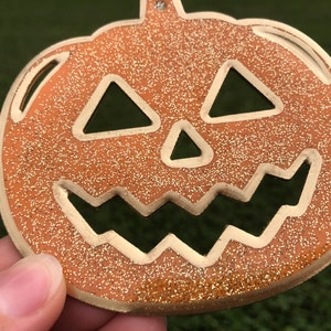 Halloween Special Mini Jack O Lantern Orange Gold Glitter Pumpkin Epoxy ...