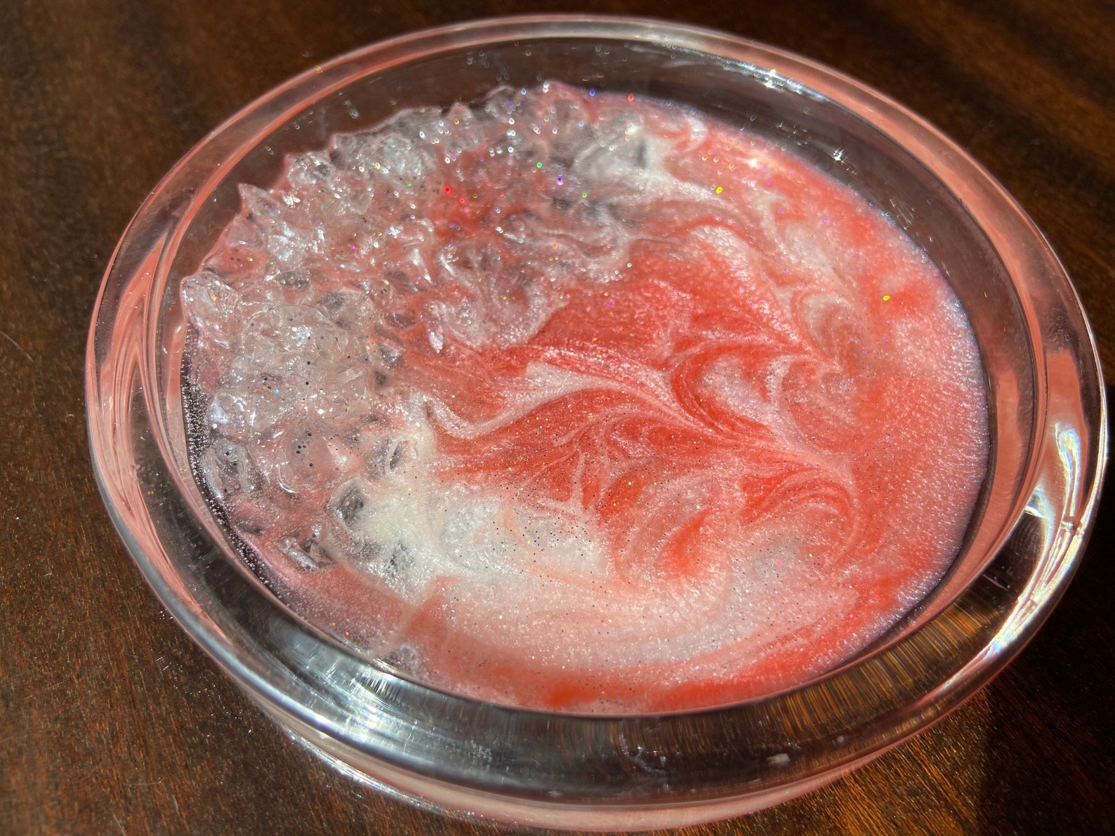 Ring Dish Geode Inspired Pink Pearl White Silver Glitter Epoxy | Etsy