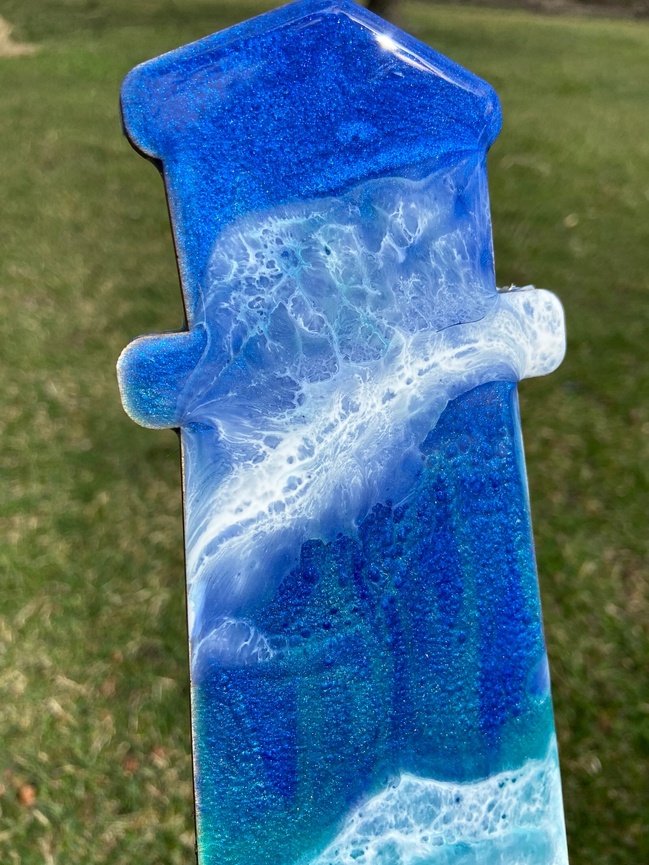Lighthouse Ocean Waves Beach Inspired Blue Aqua White Epoxy | Etsy