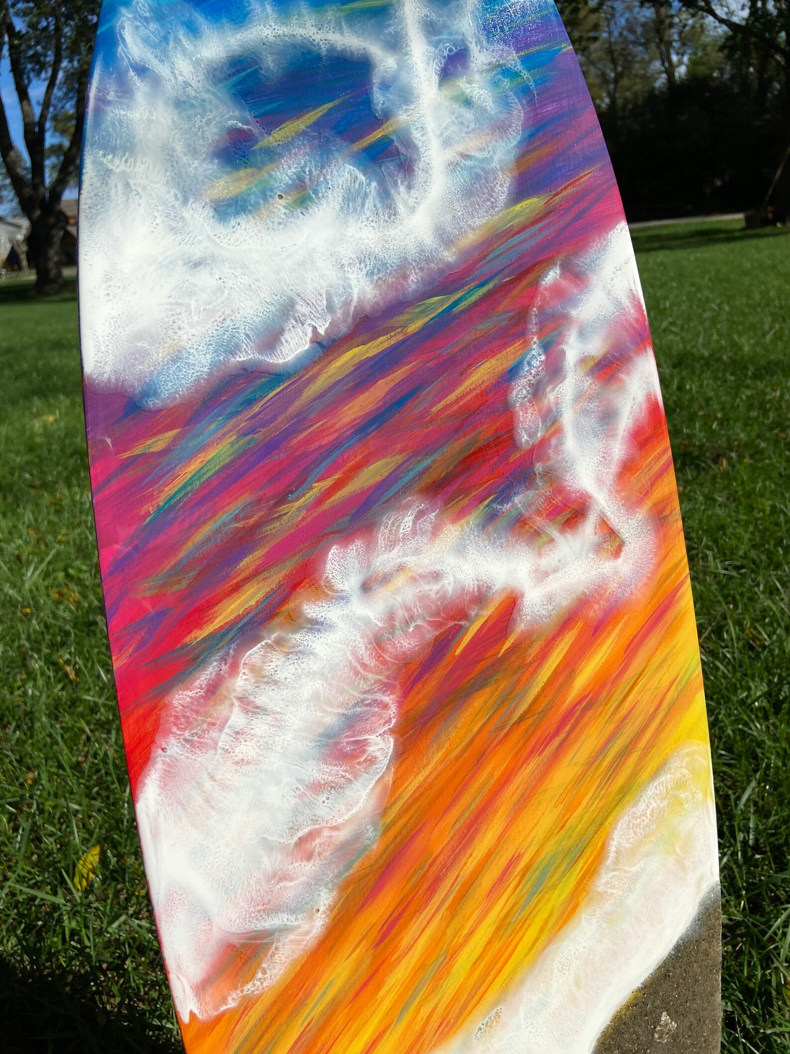 XL 3 Foot Surfboard Paint Colorful Sunset Beach Ocean Waves Inspired ...