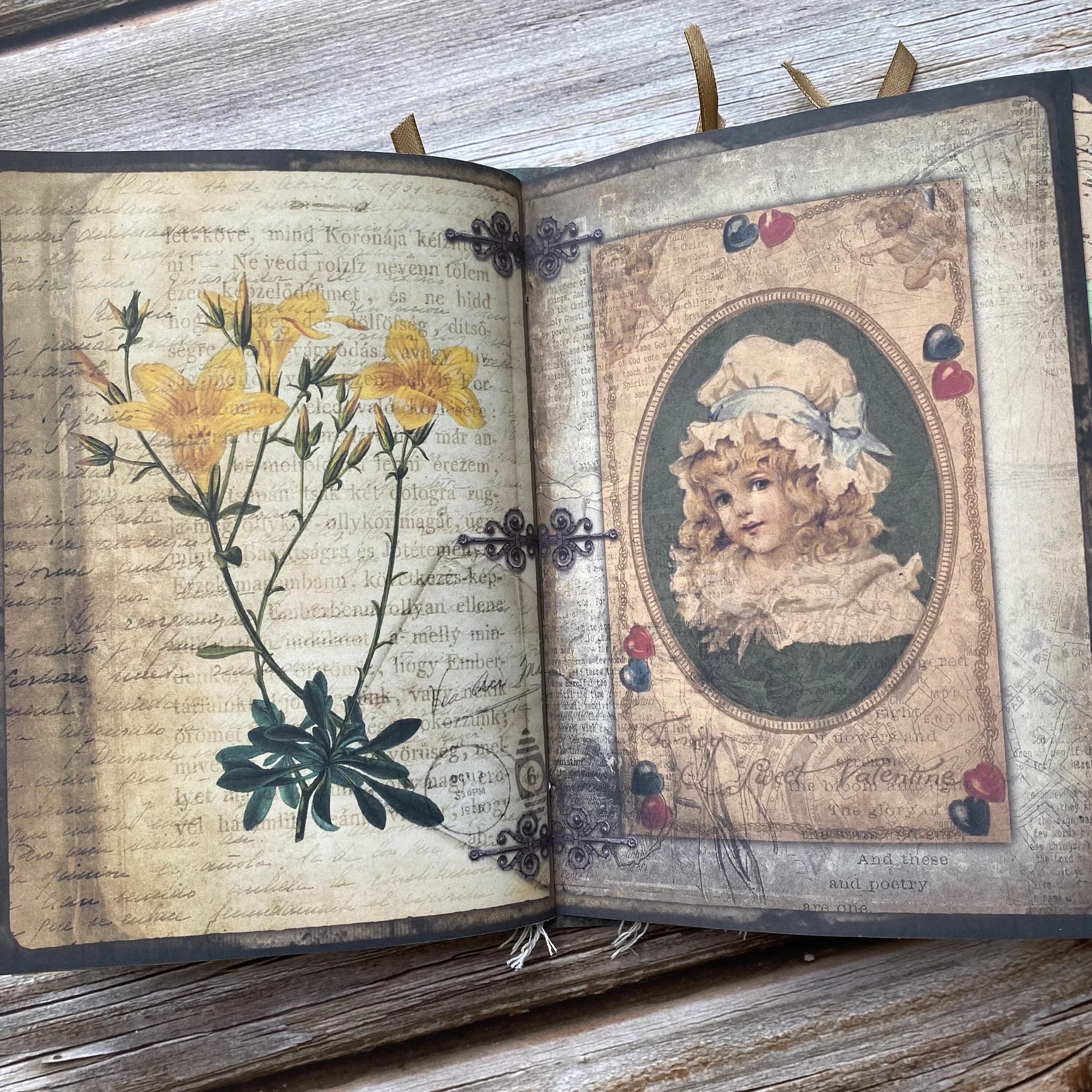 Handmade Junk Journal Butterfly Flowers Girl Vintage Pocket Ephemera ...
