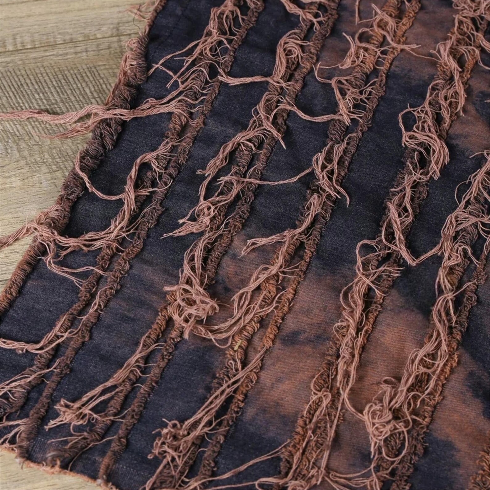 DDP | Tattered Striped Molten Iron Tie-dye Fringed Denim,gradient ...
