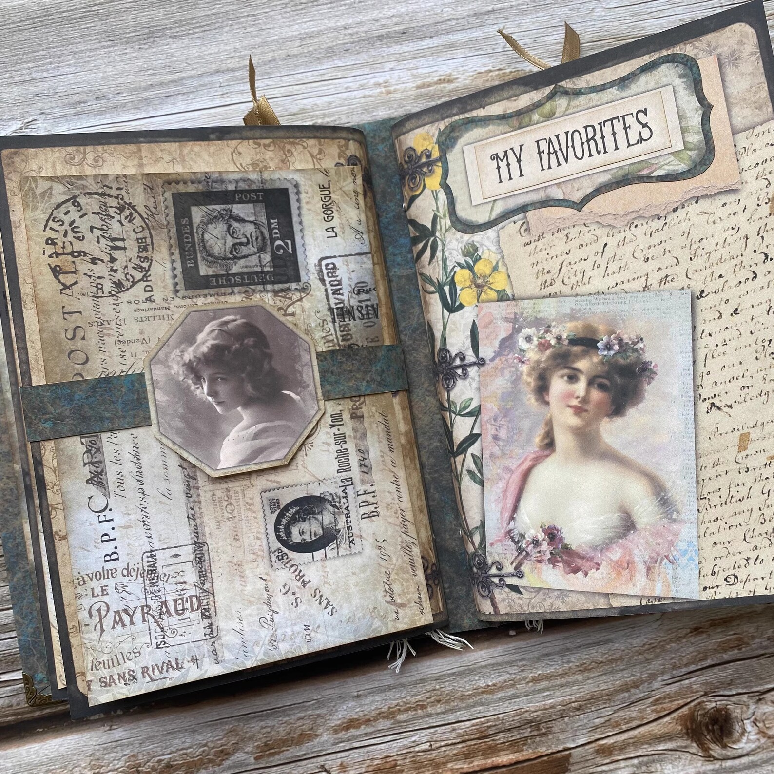 Handmade Junk Journal Butterfly Flowers Girl Vintage Pocket Ephemera ...