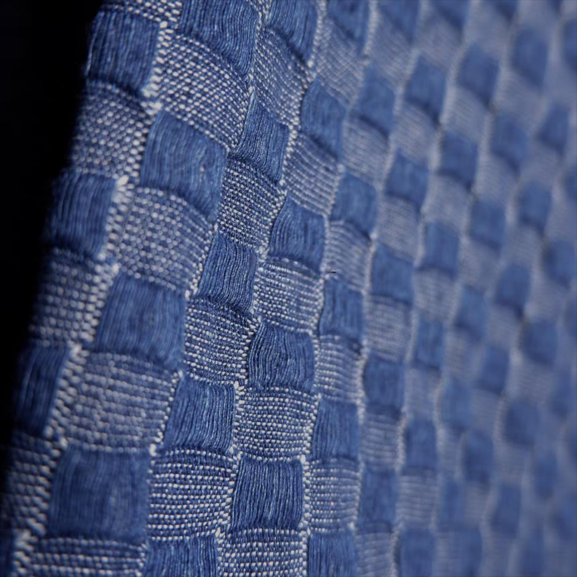 DDP | Washed Denim Fabric With Large Blue Check Jacquard Weave,suitable ...