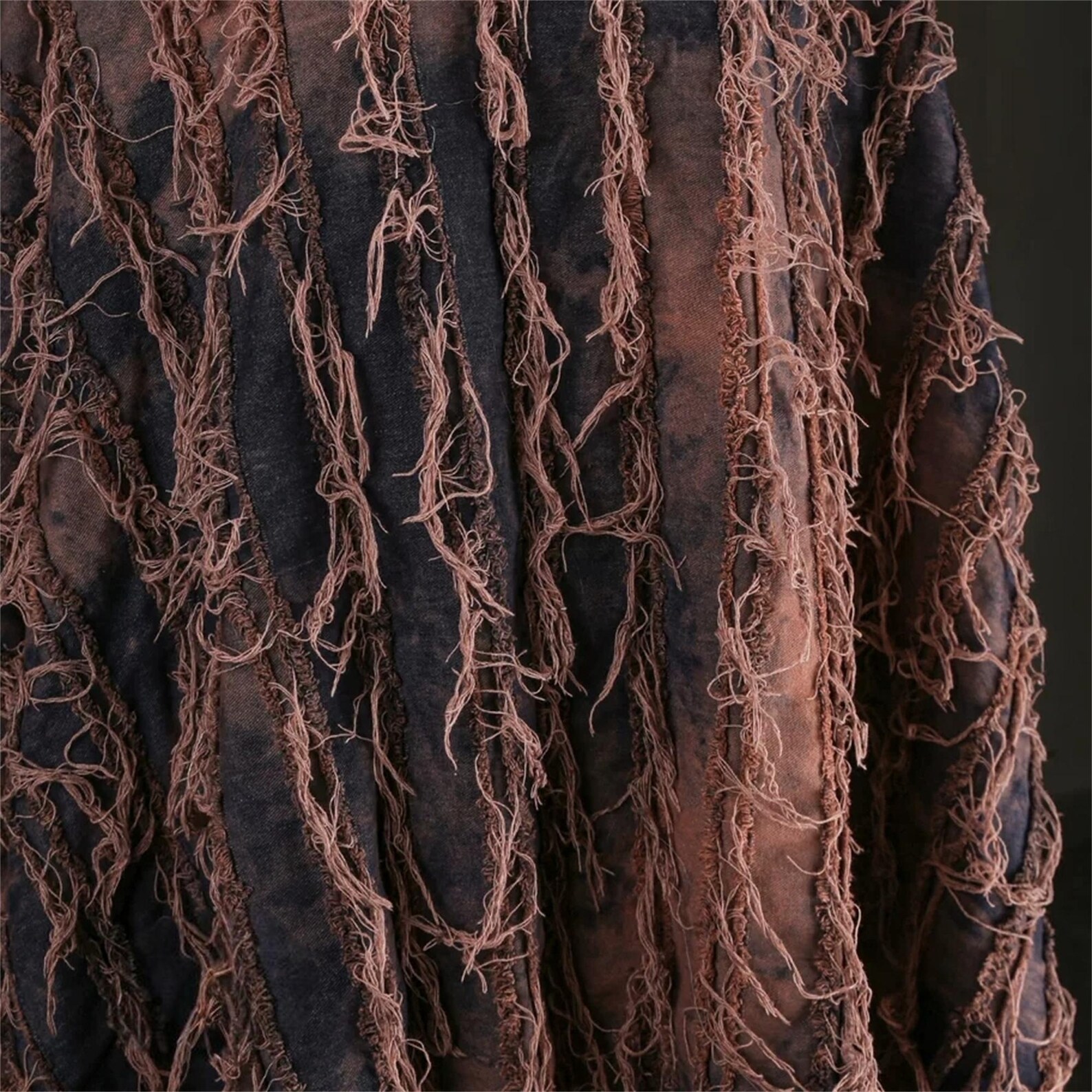 DDP | Tattered Striped Molten Iron Tie-dye Fringed Denim,gradient ...
