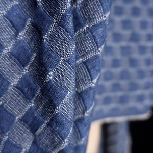 Washed Denim Fabric With Large Blue Check Jacquard Weave,suitable for ...