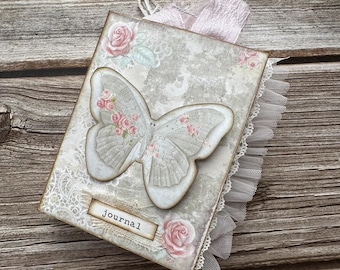 Handmade Junk Journal Butterfly Flowers Girl Vintage Pocket Ephemera ...
